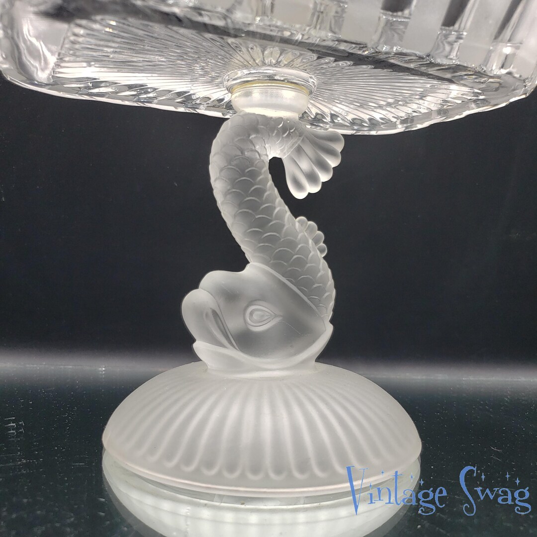 C. 1960s Ribbon Glass Dolphin Foot Compote by Fostoria Glass Co - Etsy