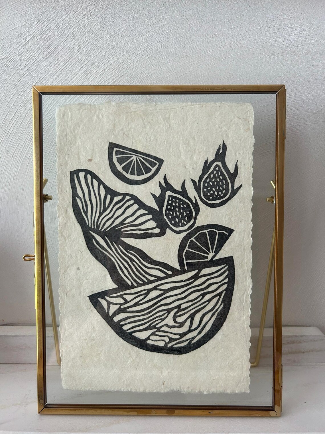 Mermaid Swimming for Fruit Block Print, Handmade Print, 5x7 In, 12.7x17 ...