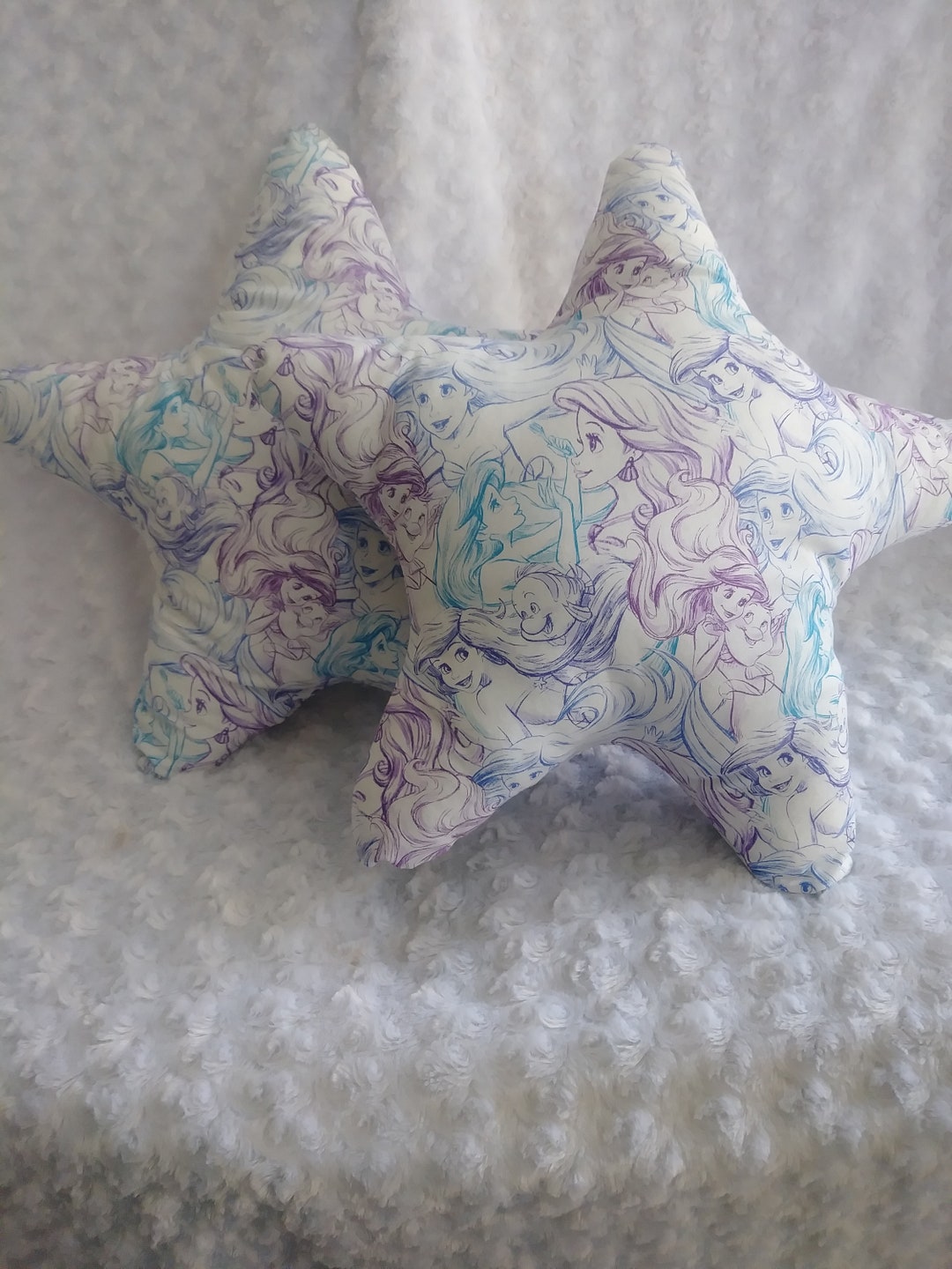 Little Mermaid Pillow / 14 X 14 Star Shaped Pillow / Ariel Sofa Pillow ...