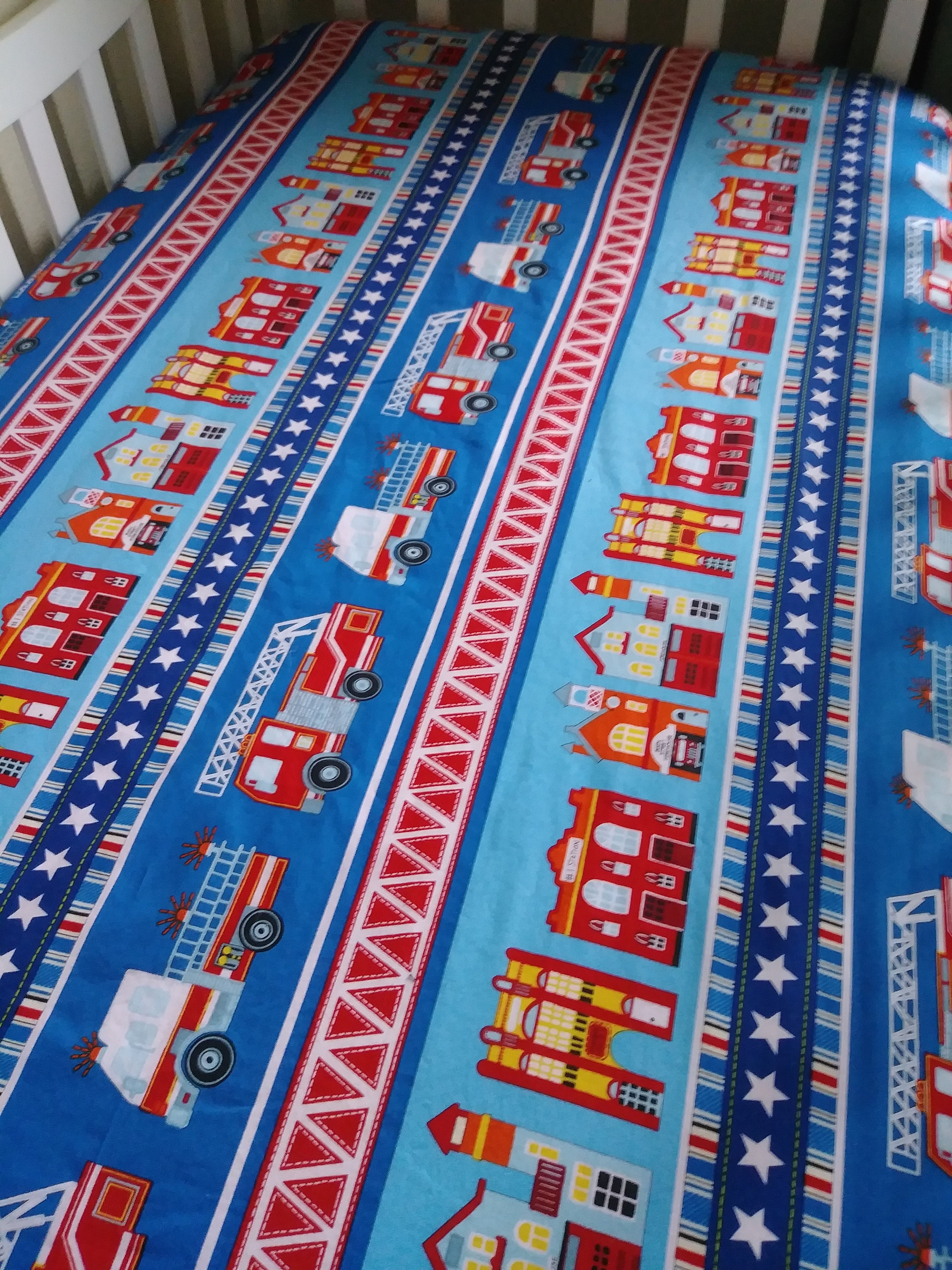 Fire Department Crib Bedding / Firemen Crib Sheet / Fire Truck - Etsy ...
