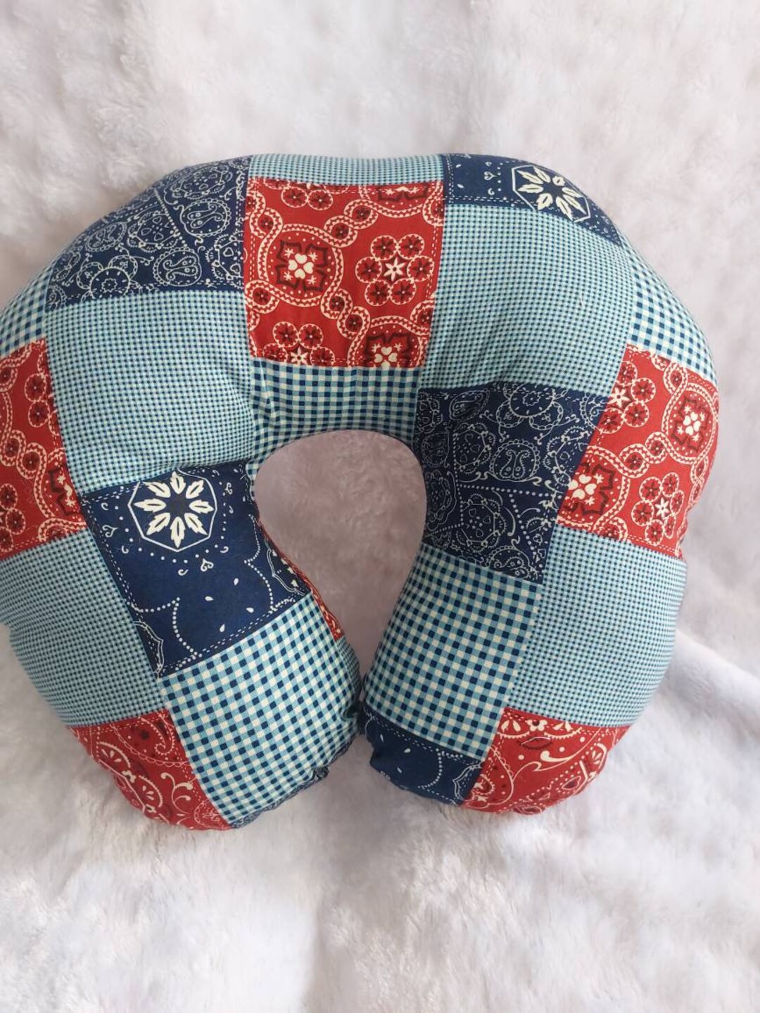 Cowboy Neck Pillow / Blue Cotton Car Seat Neck Pillow / Travel Pillow ...