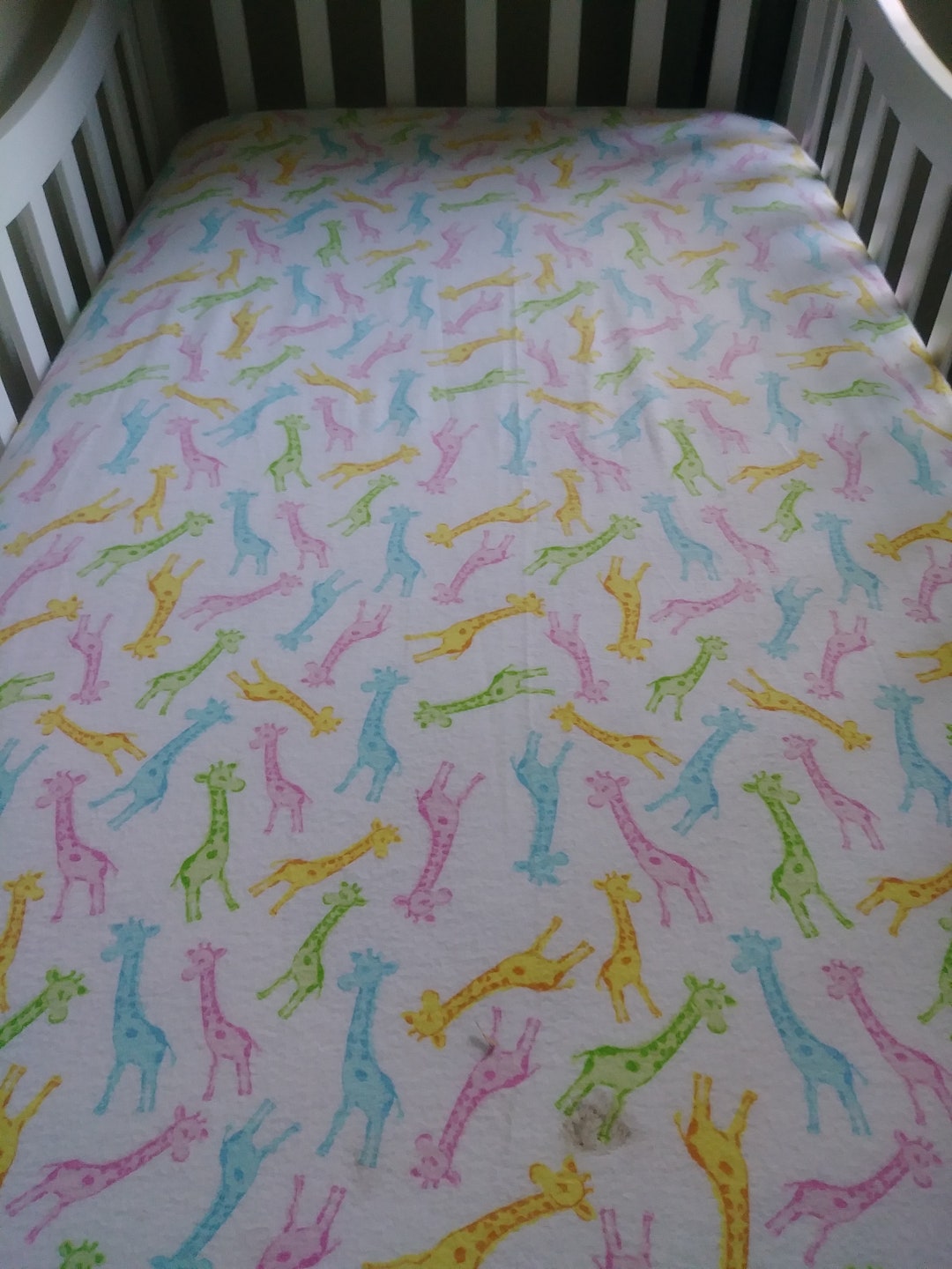 Giraffe Flannel Fitted Crib Bedding / Animal Print Flannel Infant Sheet ...