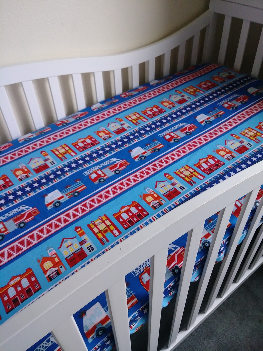 Fire Department Crib Bedding / Firemen Crib Sheet / Fire Truck Crib ...