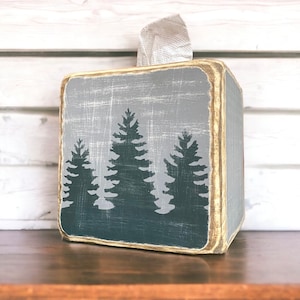 Pine Tree Tissue Box Cover, Rustic Wood Bathroom Decor - Etsy