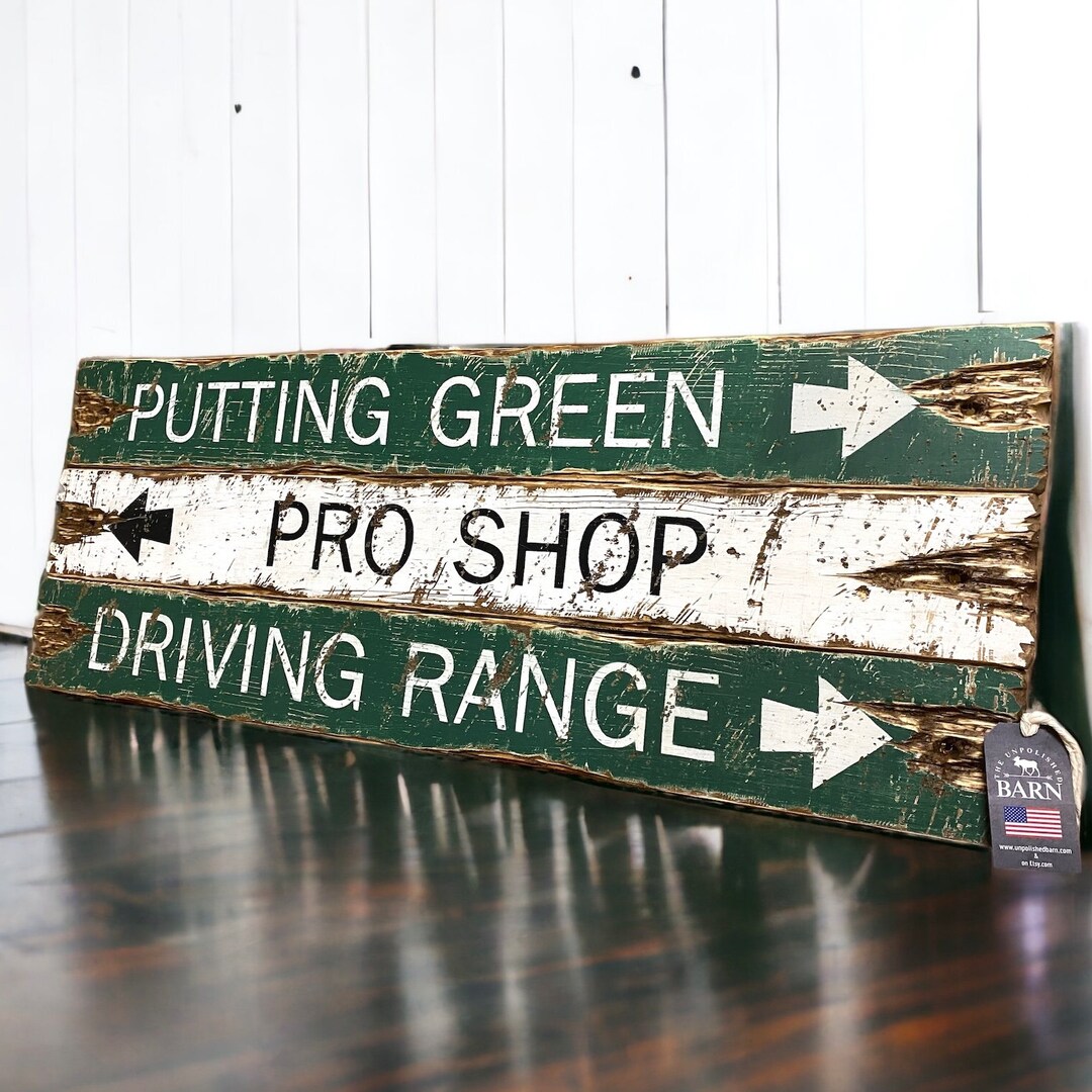 Wood Golfing Sign Set, Rustic Golf Gift Idea Retirement, Driving Range ...