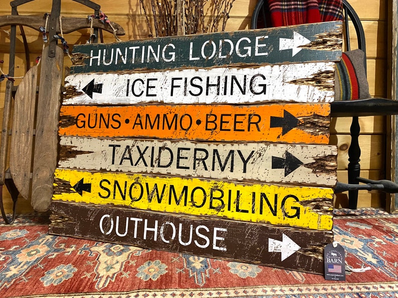 Rustic Hunting Lodge Wood Sign Distressed Log Cabin Decor - Etsy