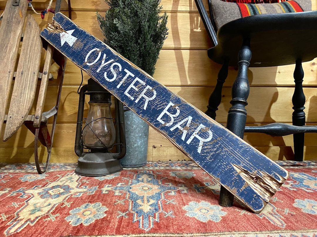 Wood Oyster Bar Sign, Coastal Distressed Seafood Decor - Etsy