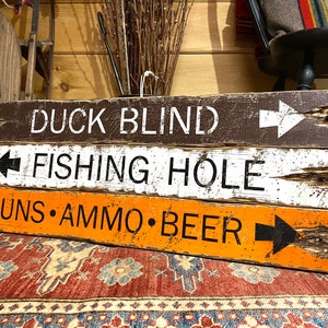 Rustic Waterfowl Wood Sign Set Fishing & Hunting Decor Guns Ammo Beer ...