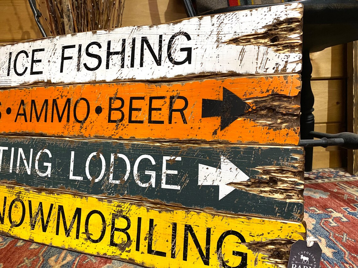 Rustic Hunting Lodge Wood Signs Log Cabin Decor Ice - Etsy