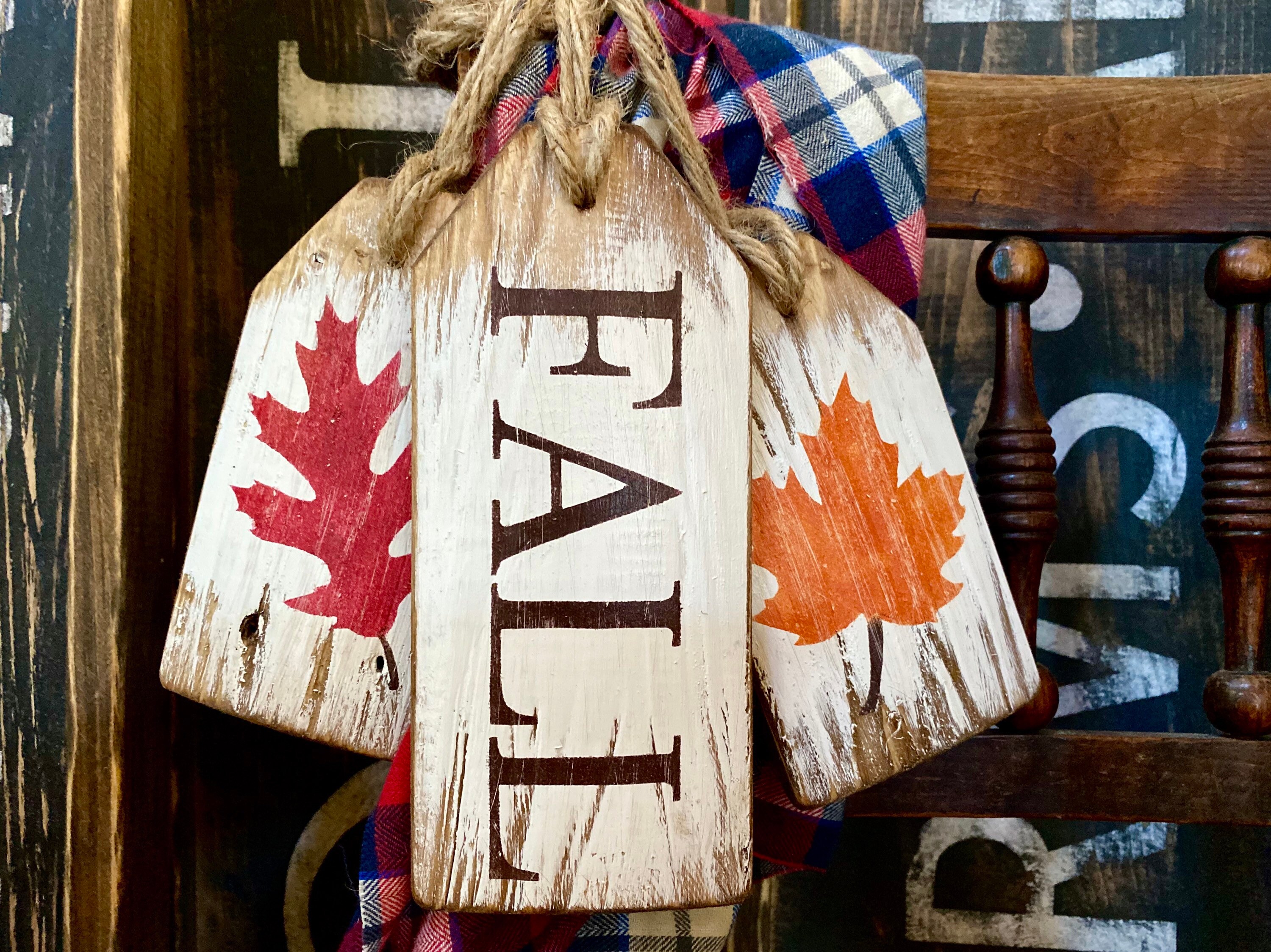 Rustic Fall Decor Harvest Sign Autumn Leaves Wood Door | Etsy