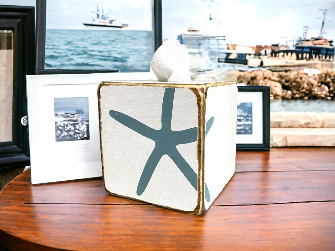 Beach Starfish Wood Tissue Box Cover - Etsy