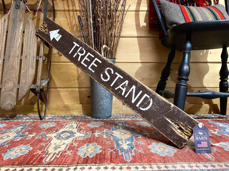 Rustic Tree Stand Hunting Wood Sign Distressed Log Cabin - Etsy