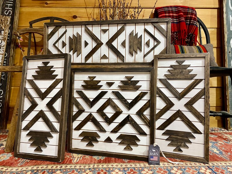 18x18 Southwestern Aztec Wood Sign Rustic Tribal Wall Art - Etsy