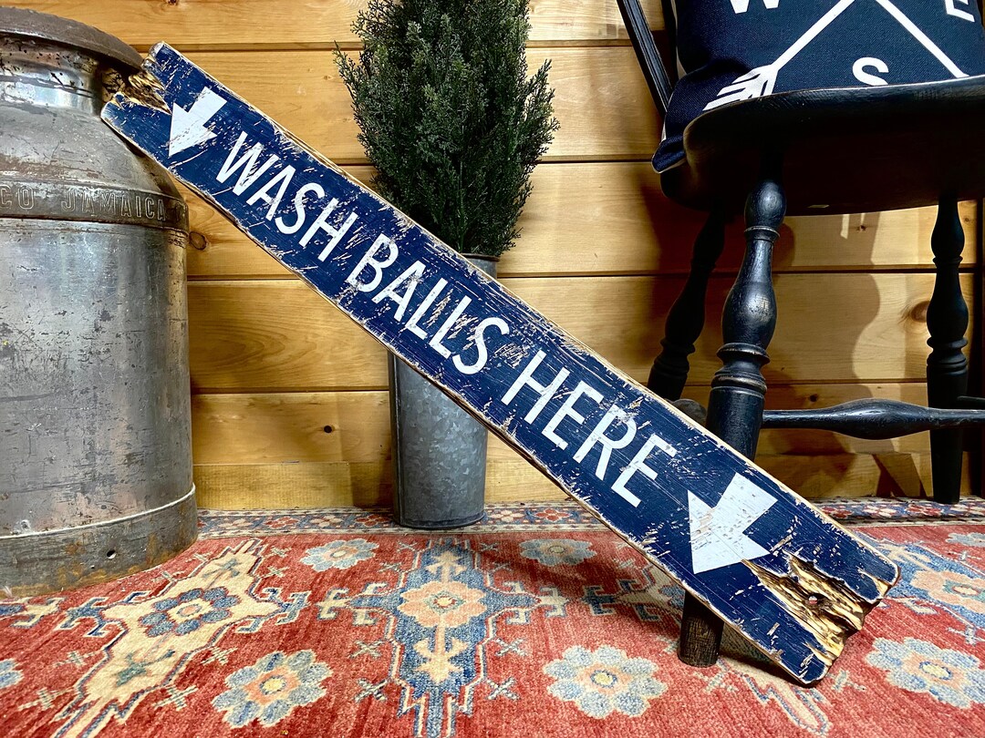 Rustic Golf Sign, “wash Balls Here” Wood Decor | Mancave, Clubhouse ...