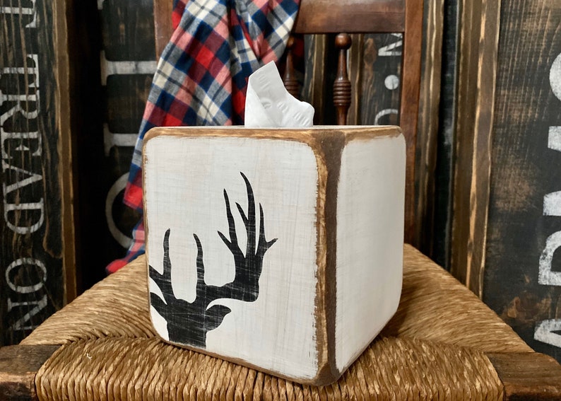 Deer Antler Tissue Box Cover Rustic Wood Hunting Decor Lodge | Etsy