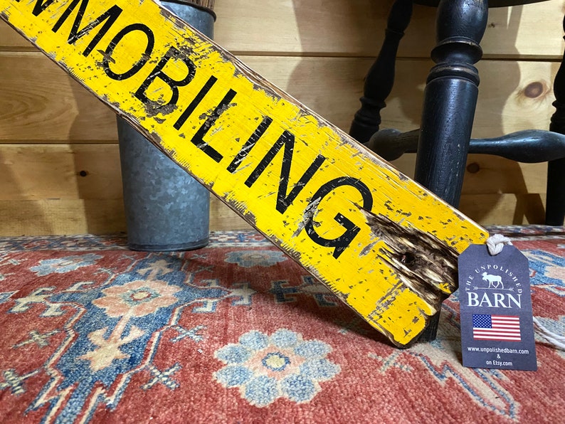 Rustic Snowmobile Sign Distressed Log Cabin Decor - Etsy