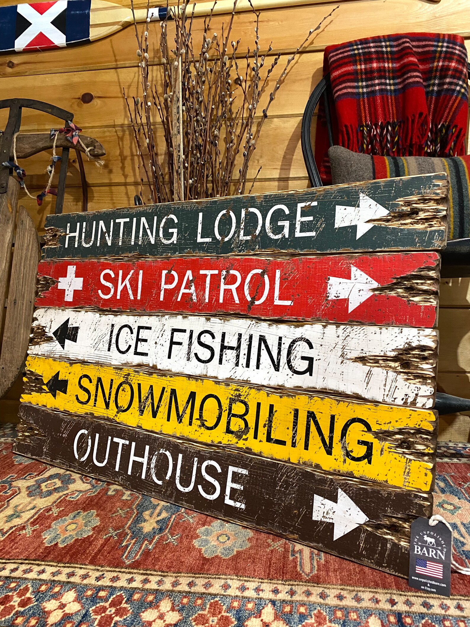 Rustic Wood Hunting Lodge Signs Log Cabin Decor Snowmobile - Etsy