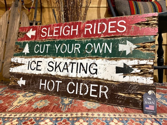 Rustic Wood Christmas Sign Set Log Cabin Christmas Decor - Etsy