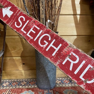 Wood Sleigh Rides Sign | Rustic Christmas Decor | Log Cabin Christmas ...