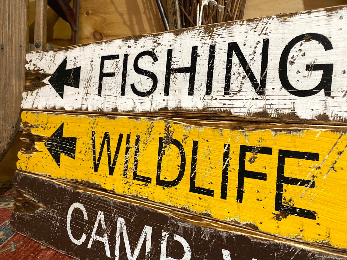 Fishing Hole Camping Wood Sign Set rustic Log Cabin Decor - Etsy