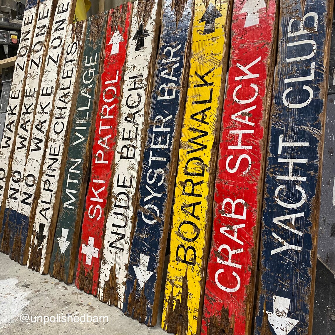 Wood Beach Sign Set Rustic Coastal Decor Nautical Decor - Etsy