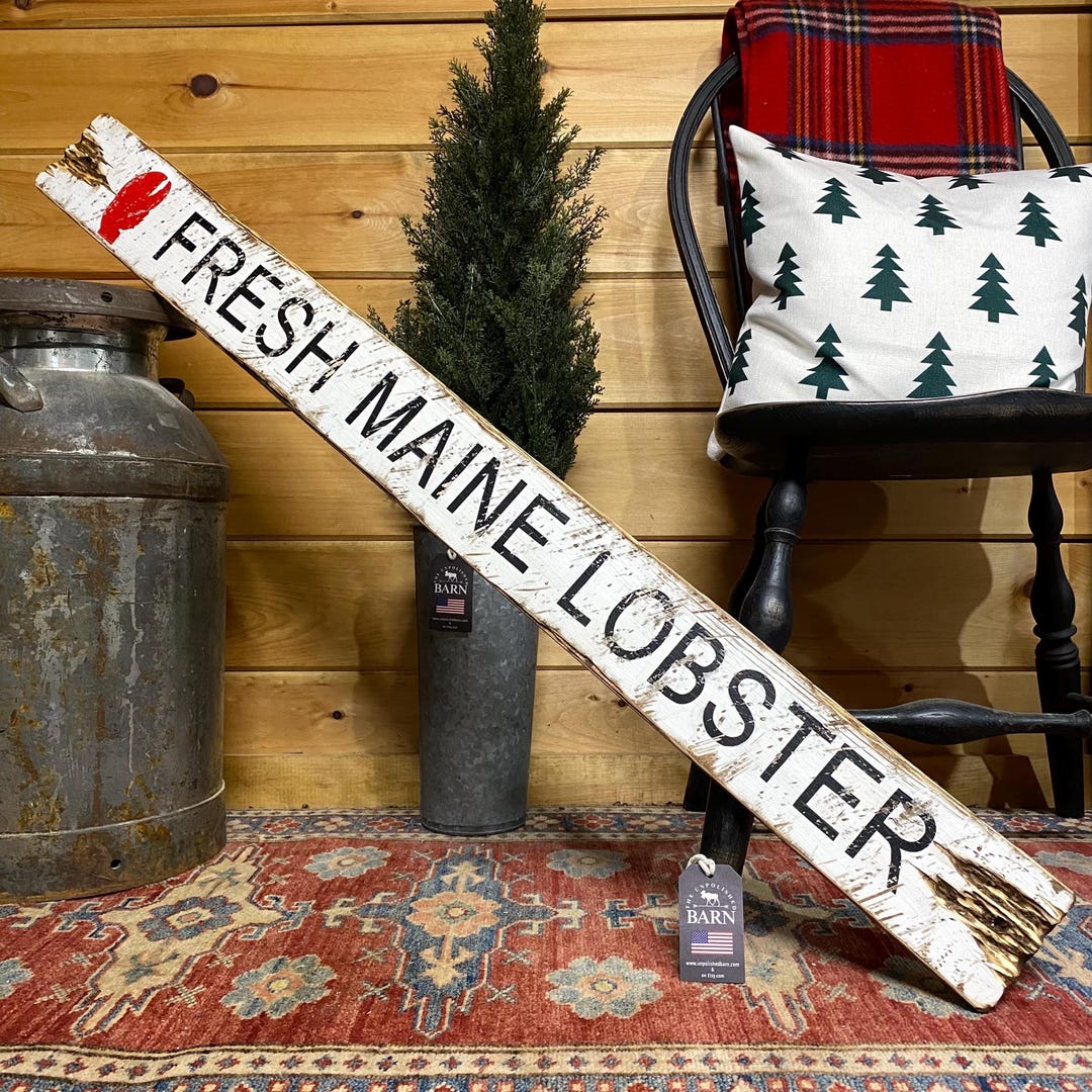 Maine Lobster Decor Sign, Coastal Beach House Decor - Etsy