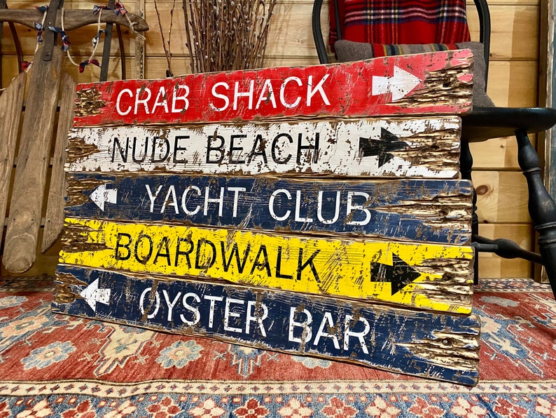 Wood Beach Sign Set Rustic Coastal Decor Nautical Decor - Etsy