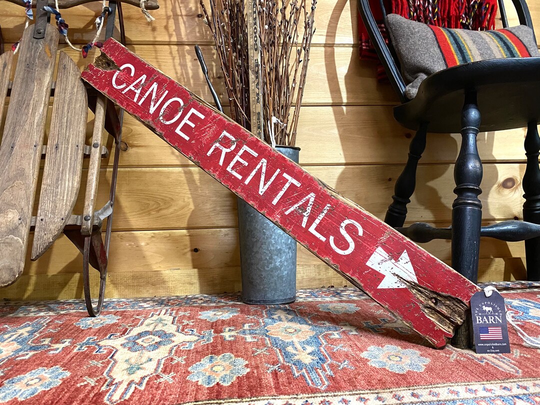 Rustic Canoe Rentals Wood Sign | Distressed Lake House Decor - Etsy