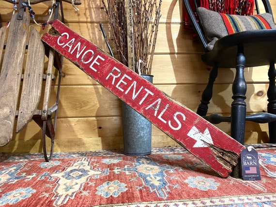 Rustic Canoe Rentals Wood Sign Distressed Lake House Decor - Etsy