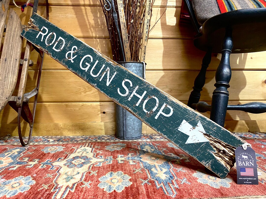 Rustic Fishing & Hunting Store Wood Sign Distressed Log - Etsy