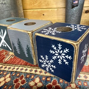 Winter Snowflake Tissue Box Cover, Wood Christmas Decor for Cabin - Etsy