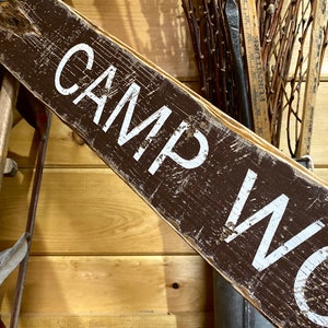 Camp Wood Sign | Rustic Log Cabin Decor | Directional Back Roads Sign ...