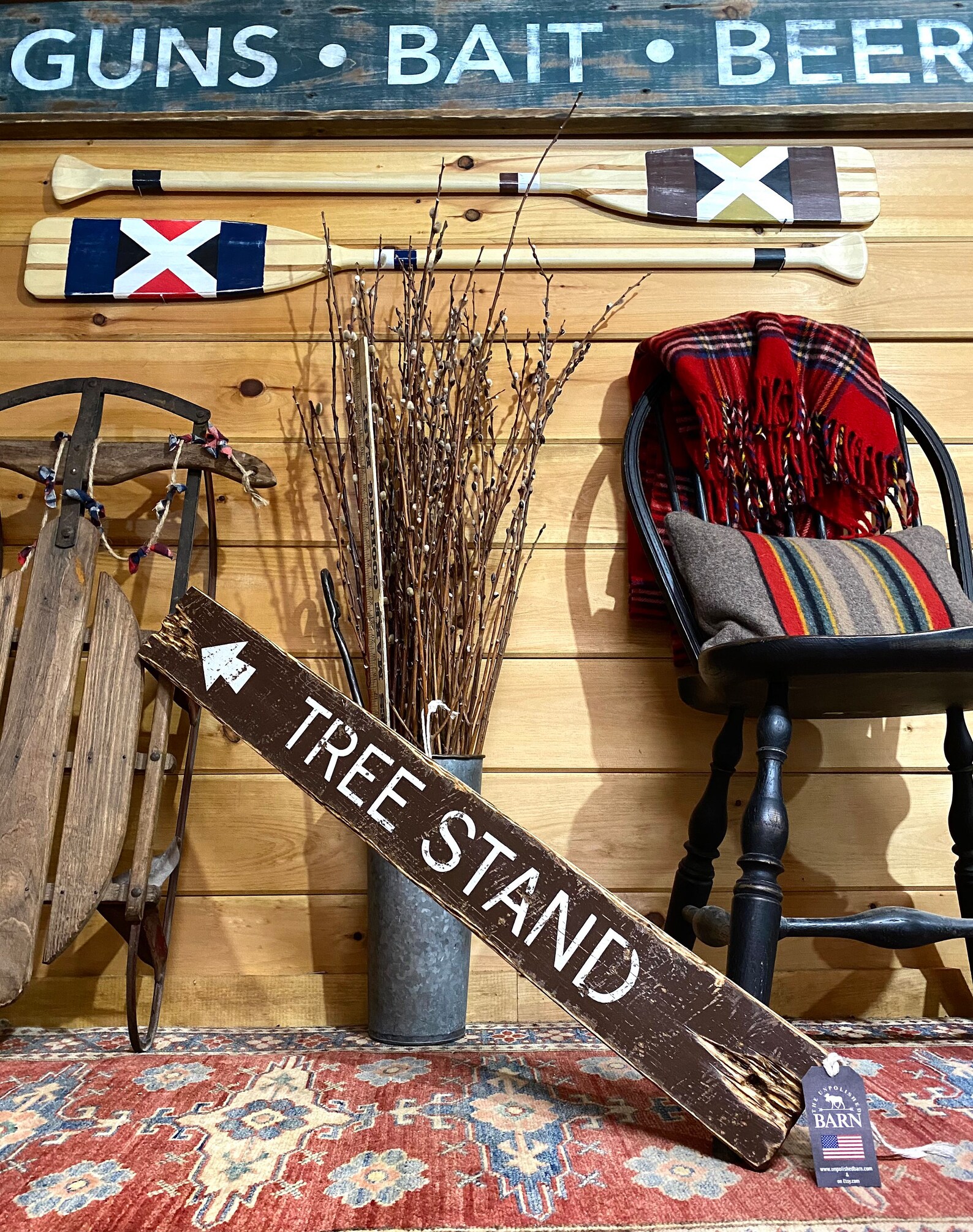 Rustic Tree Stand Hunting Wood Sign Distressed Log Cabin - Etsy