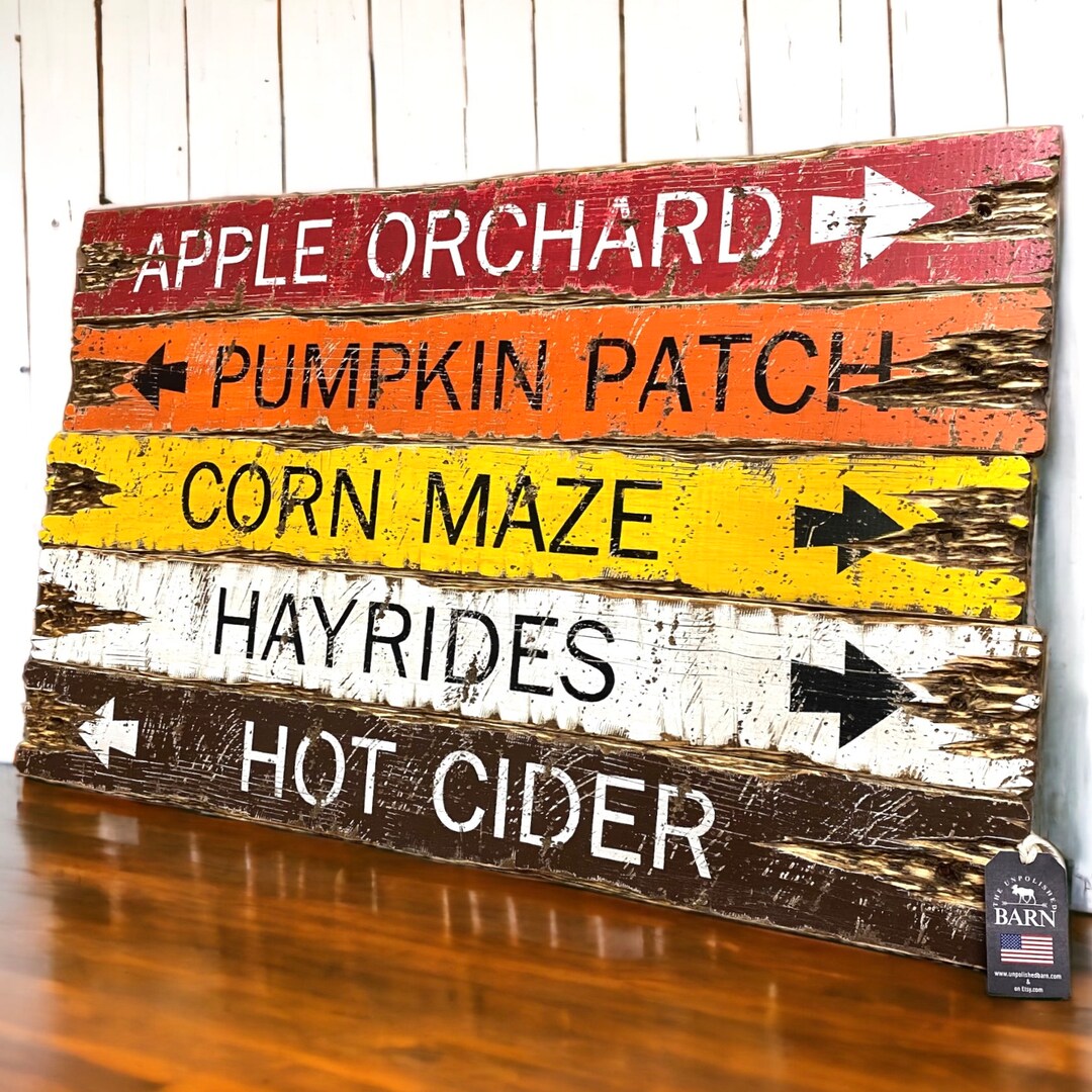 Rustic Fall Decor | Autumn Directional Wood Sign Set | Log Cabin Decor ...