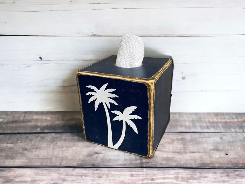 Tropical Beach House Decor, Palm Tree Coastal Tissue Box Cover - Etsy