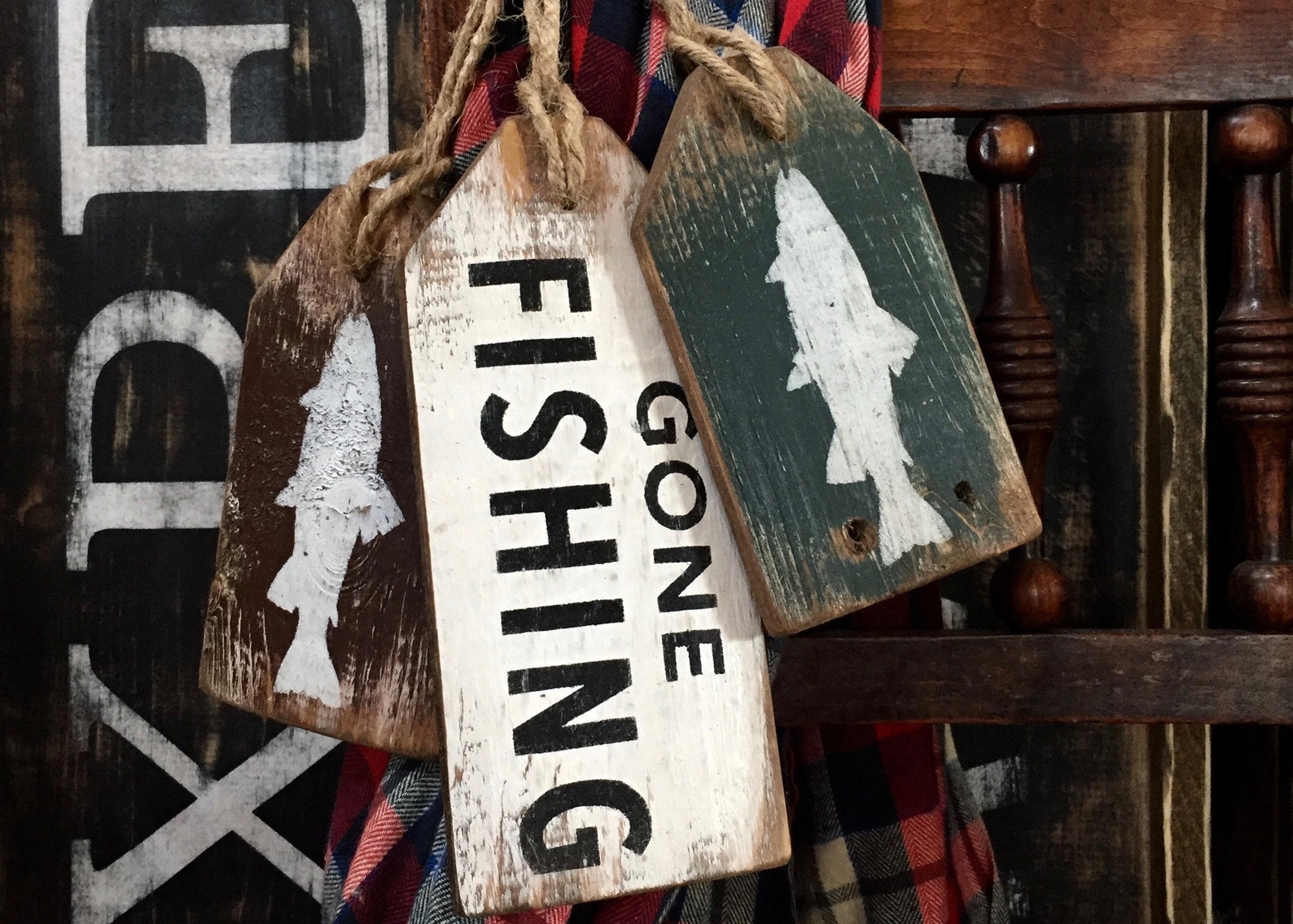 Wood Gone Fishing Sign Rustic Lake House Decor Fishing Gift - Etsy