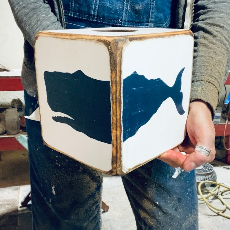 Rustic Whale Tissue Box Cover Nautical Coastal Decor Wood - Etsy