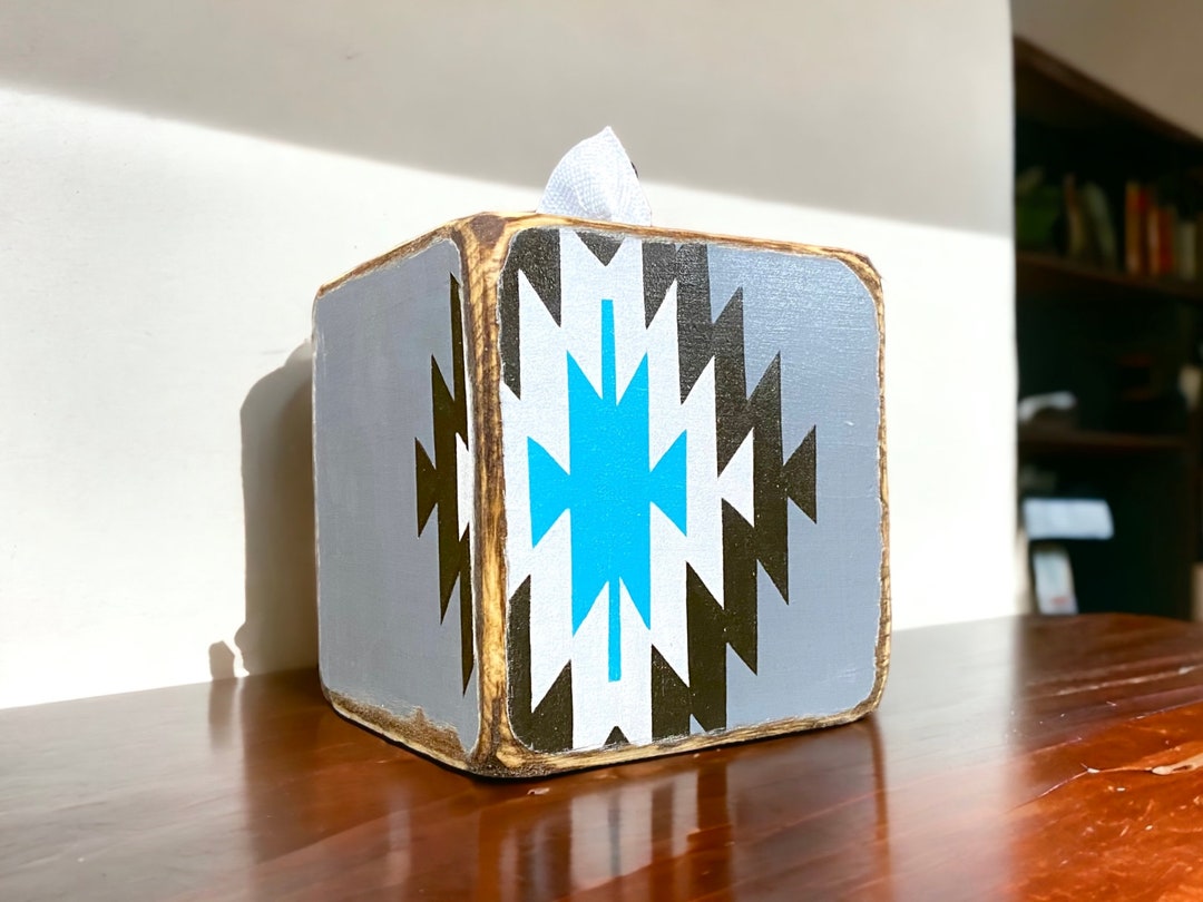 Southwestern Tribal Aztec Tissue Box Cover, Rustic Western Farmhouse ...