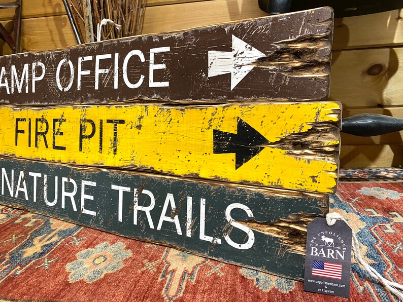 Rustic Camp Sign Set Fire Pit Wood National Park Signs Log - Etsy