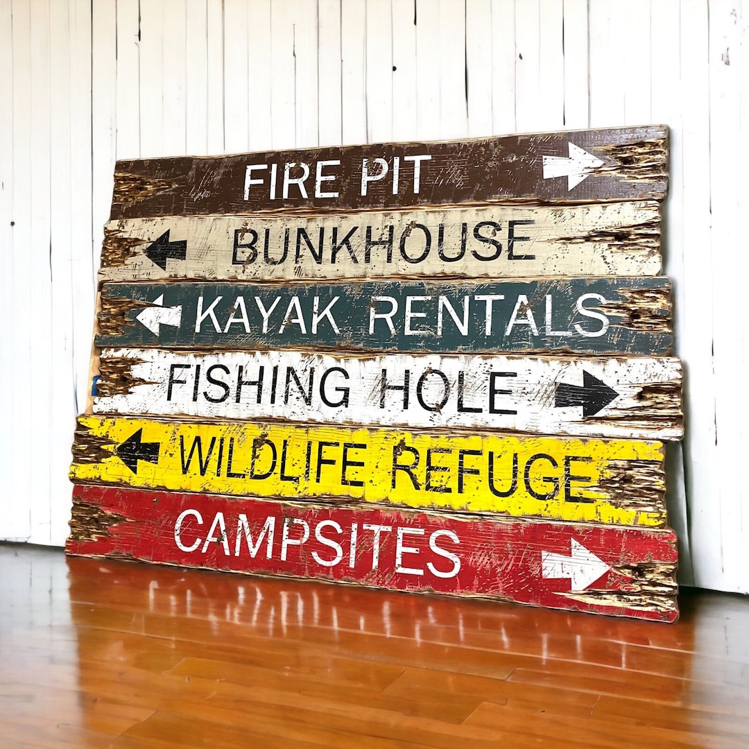 Rustic National Park Sign Set | Camping Decor | Log Cabin Wall Art ...