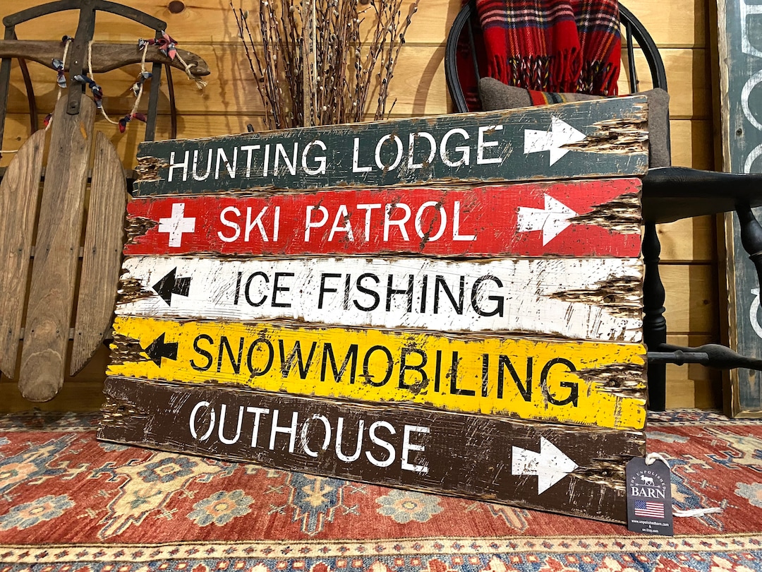 Rustic Wood Hunting Lodge Signs Log Cabin Decor Snowmobile - Etsy