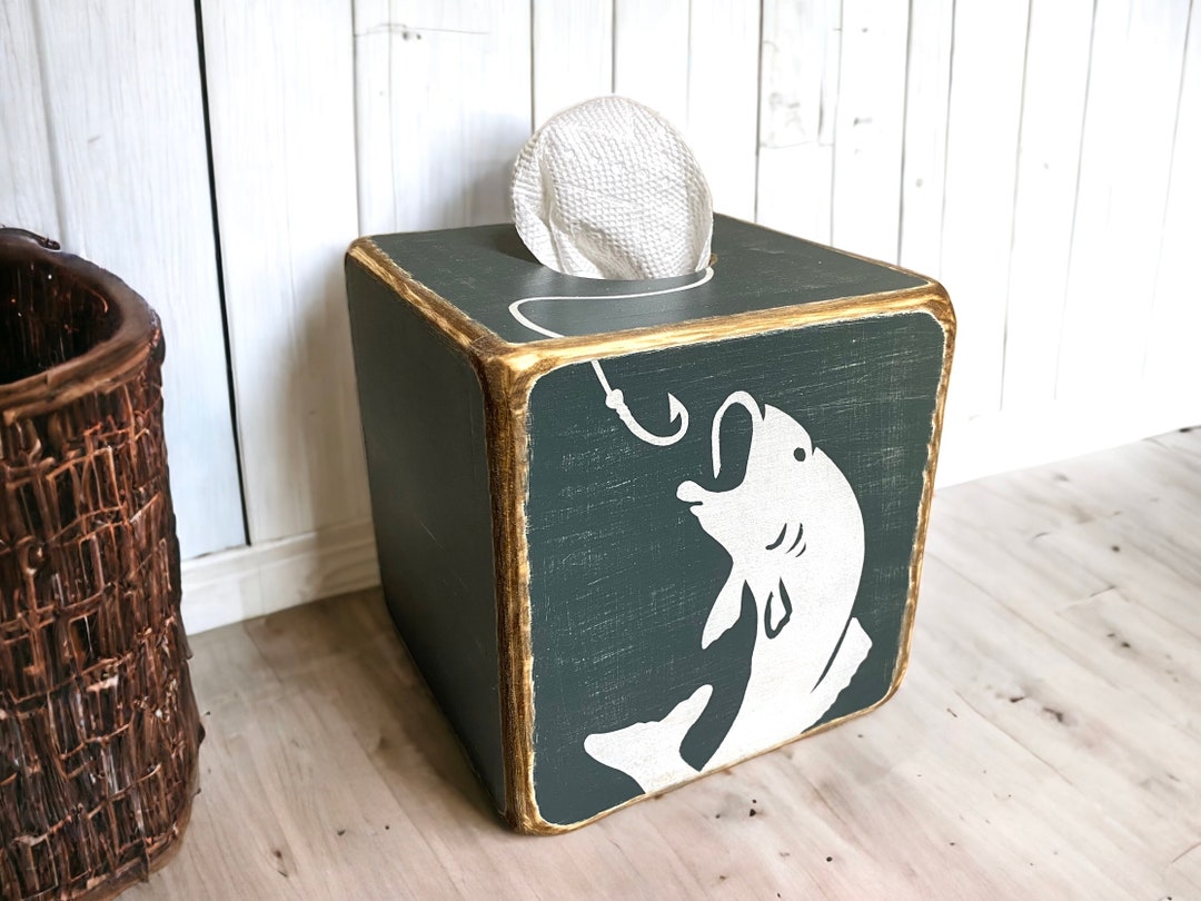 Fishing Decor Tissue Box Cover, Bass Fish Cabin Decor - Etsy