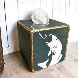 Fishing Decor Tissue Box Cover, Bass Fish Cabin Decor - Etsy