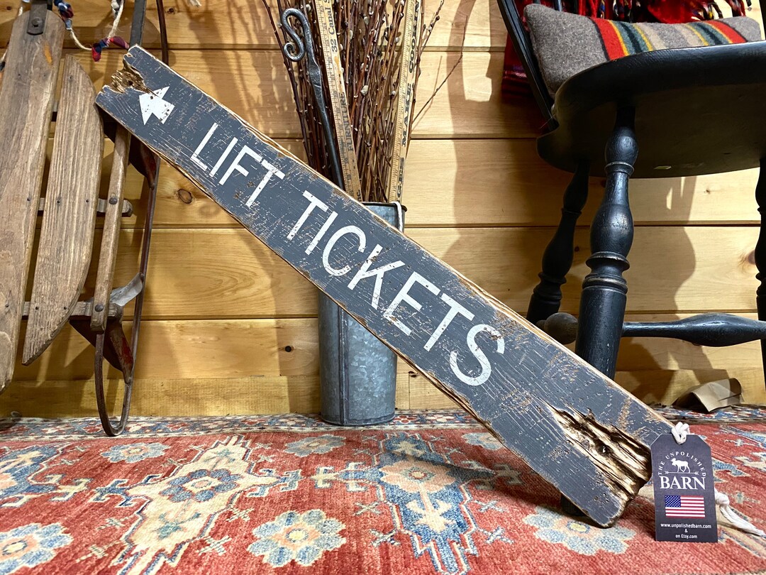Distressed Lift Tickets Wood Sign: Rustic Ski Cabin Decor - Etsy