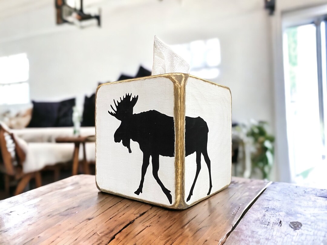 Maine Moose Tissue Box Cover, Acadia National Park, Rustic Log Cabin ...