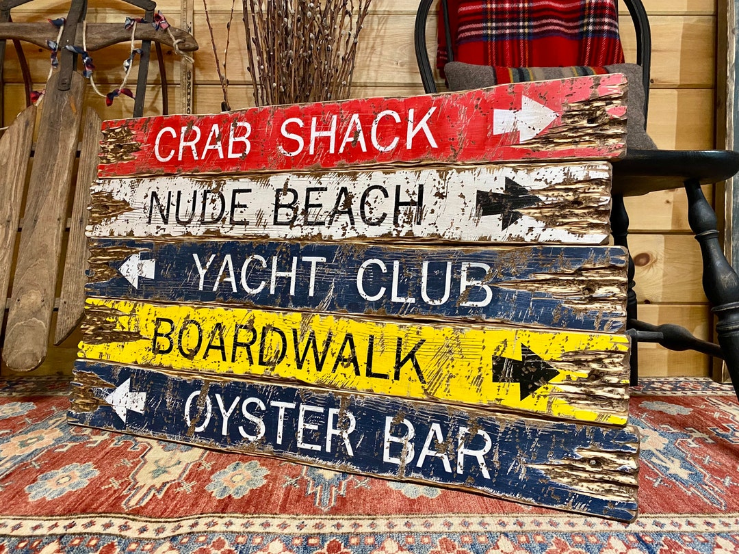 Wood Beach Sign Set, Rustic Coastal Decor, Nautical Decor, Crab Shack ...