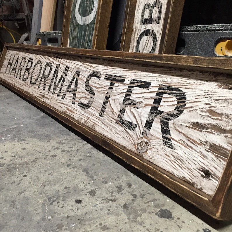Harbormaster Wood Sign Rustic Coastal Decor Nautical Sign | Etsy