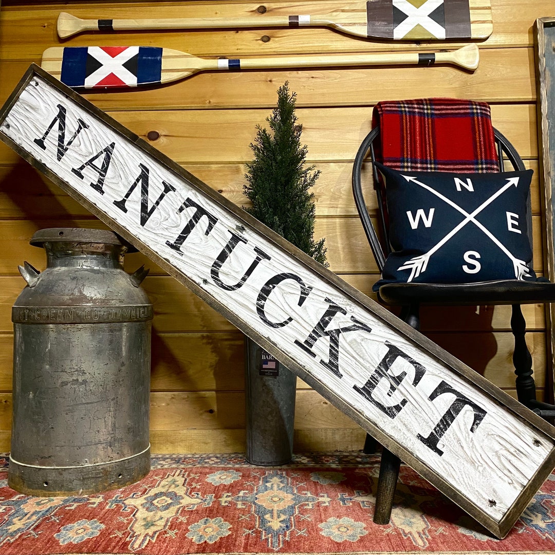 Rustic Nantucket Massachusetts Wood Sign, Coastal Island Decor ...
