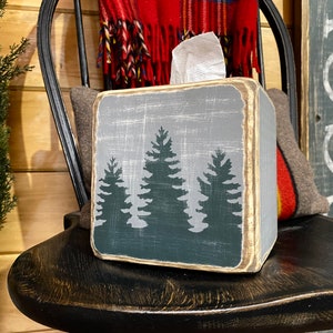 Pine Tree Tissue Box Cover, Rustic Wood Bathroom Decor - Etsy