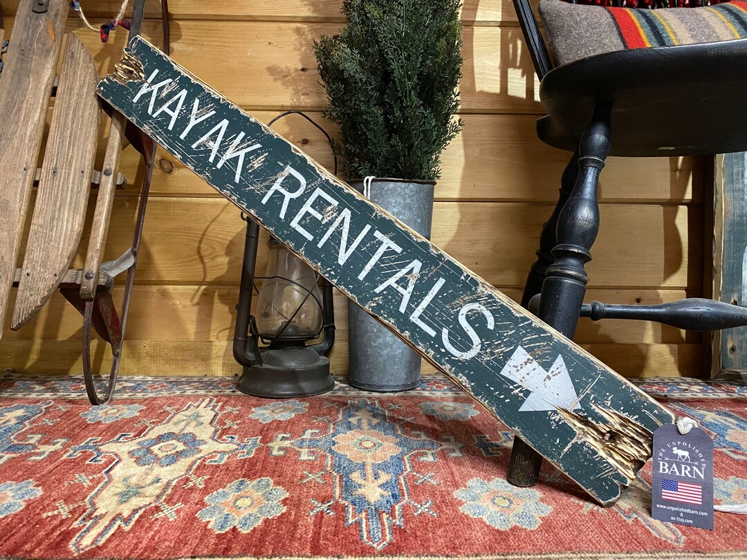 Rustic Kayak Rentals Wood Sign | Log Cabin Decor | Distressed ...